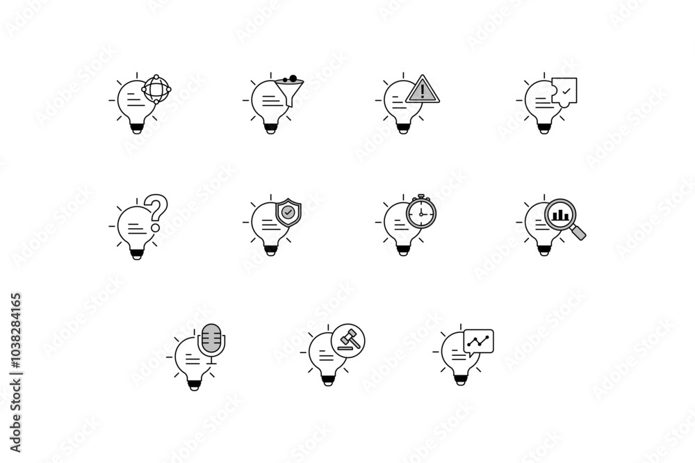 Idea Generation and Development Icons. Global Idea Generation. Idea ...