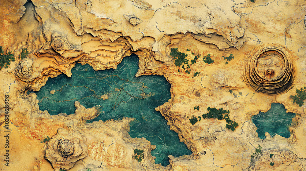 a detailed, illustrated map resembling a treasure map. It features ...