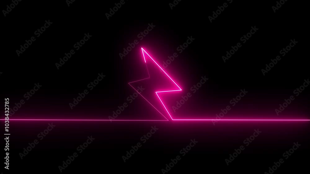 Abstract neon battery charging icon . neon lightning bolt, glowing sign ...