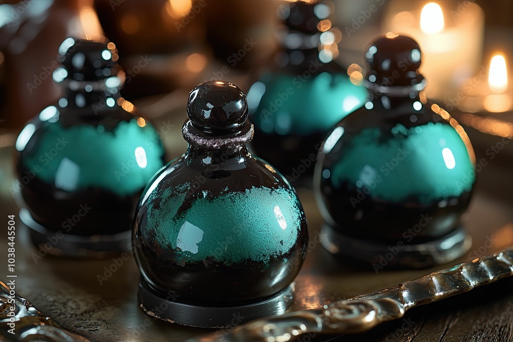 Halloween chocolate candies in the shape of handmade potion bottles ...