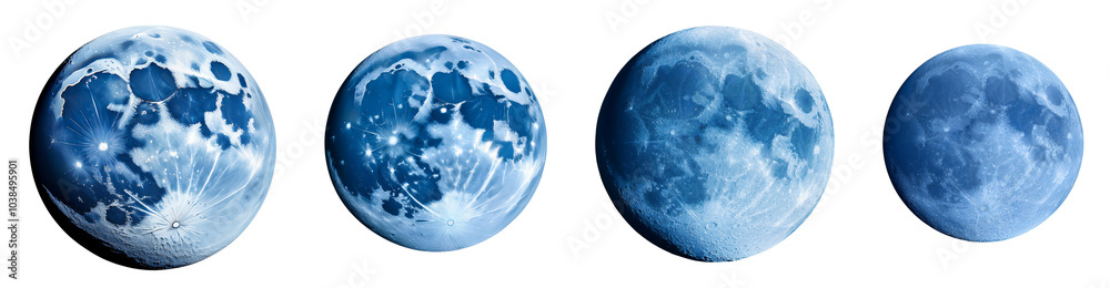 Phases of the moon against a transparent background showcasing its ...