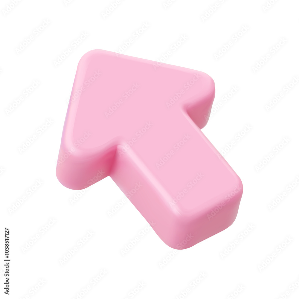 Pink 3D mouse pointer. The white background pointer symbolizes help in ...