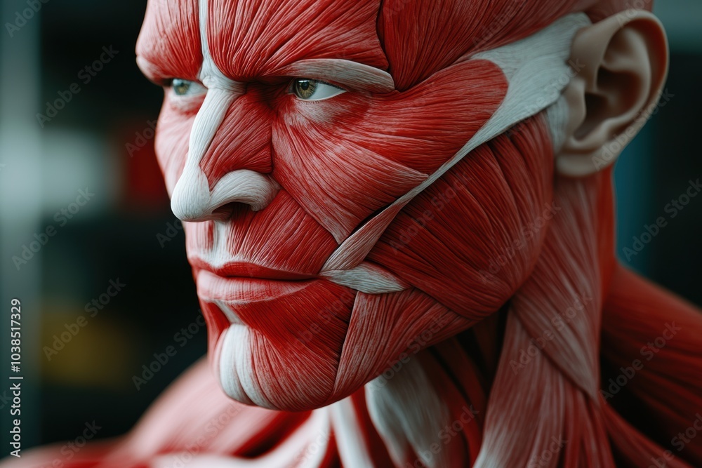 Explore a close-up view of muscle anatomy highlighting the detailed red ...
