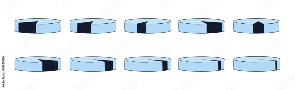 3D pie circle chart in vector flat style. Set of modern trendy element ...