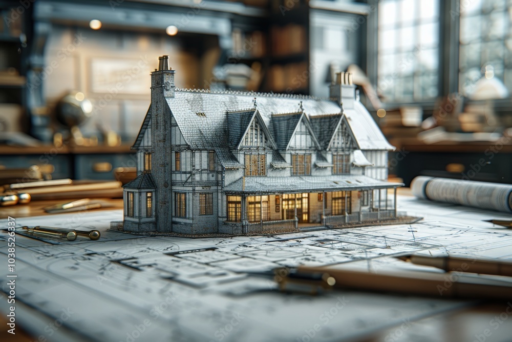Intricate Architectural Model of a Classic English Style House ...