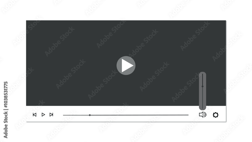 Social media video player screen template with volume control, play ...