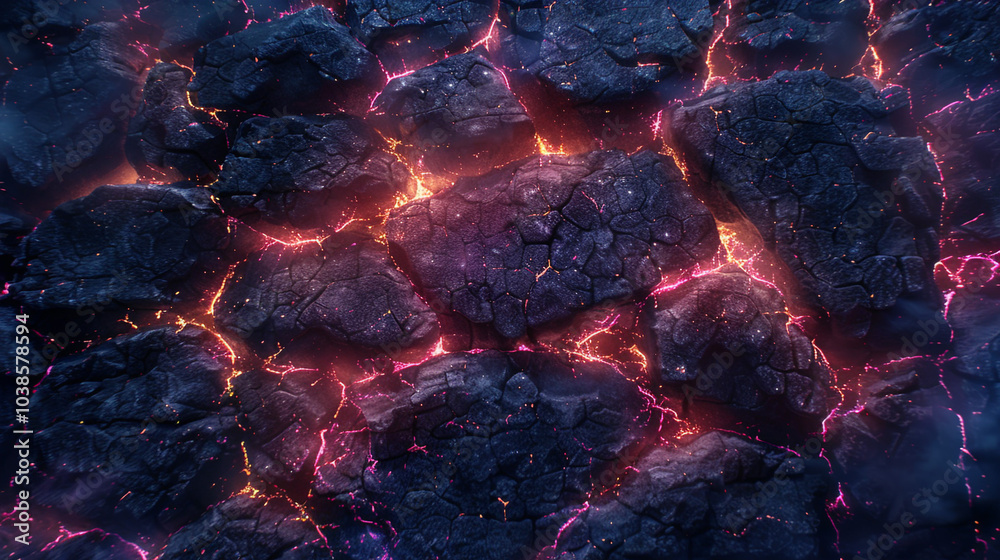 Electrified stone walls of a medieval fortification, their surfaces ...