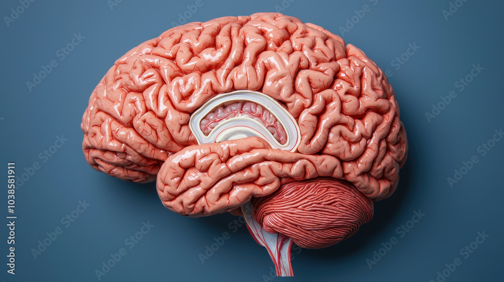 image showcases detailed cross section of human brain, highlighting its ...