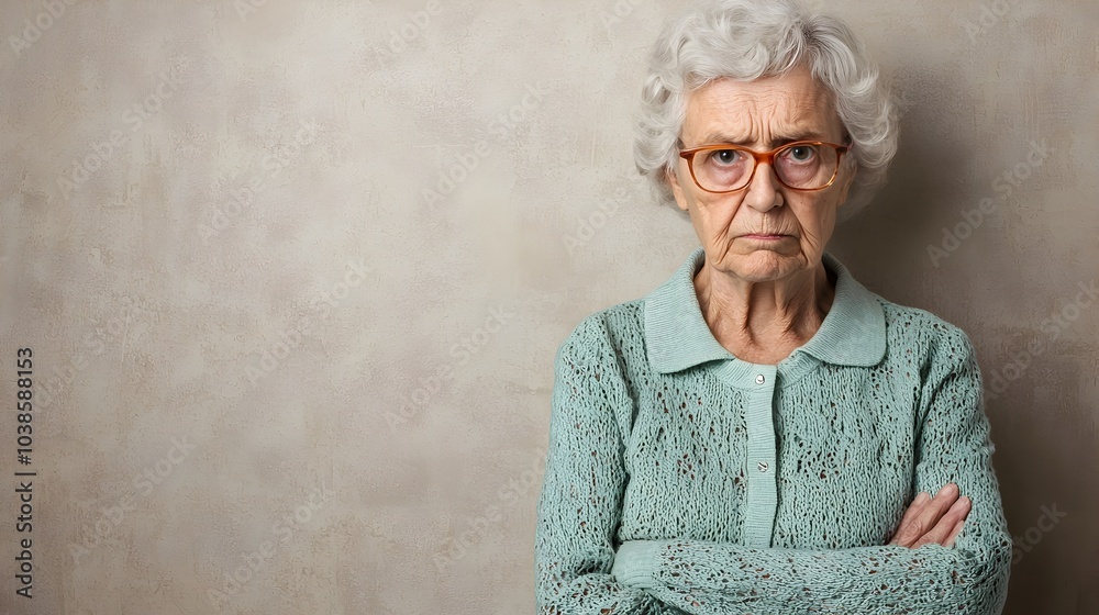 Elderly Woman With Puzzled Facial Expression Tilted Head and Squinting ...