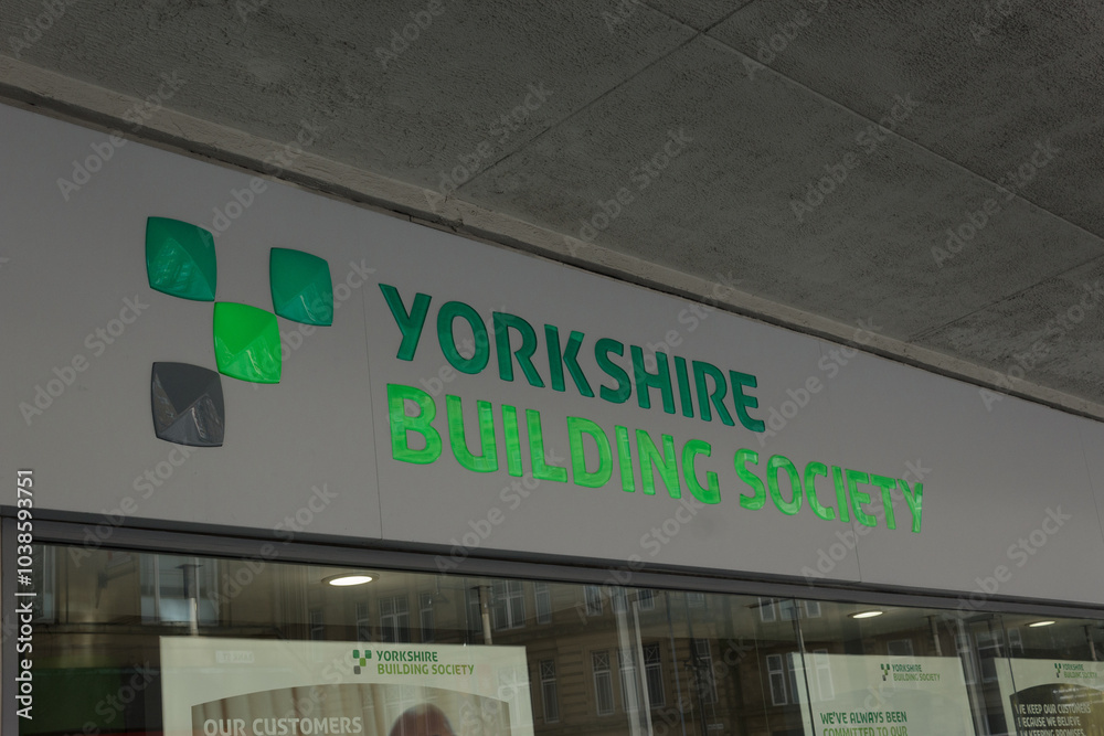 Sign and logo above branch of UK's third largest building society the ...