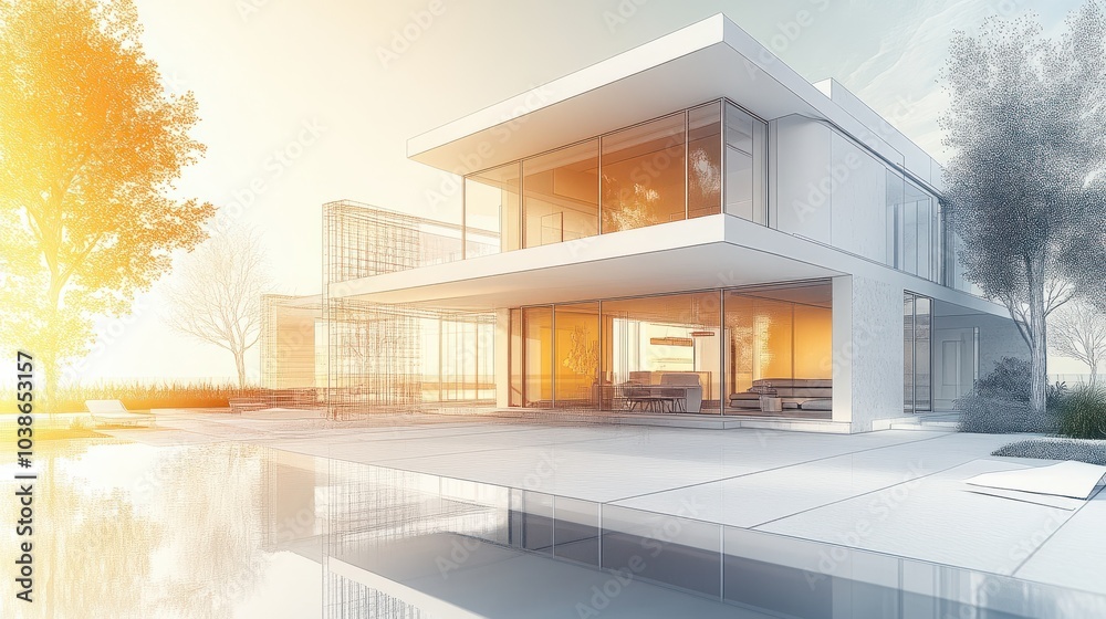 3D architectural design of a modern house showcasing innovative ...