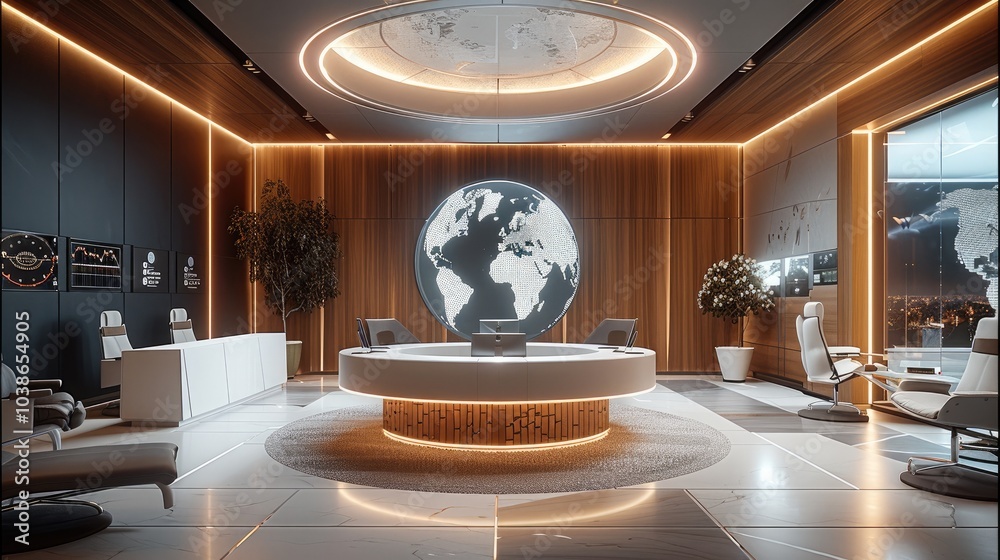 Modern control room minimalist, Composite materials include carpet ...