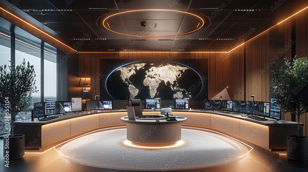 Modern control room minimalist, Composite materials include carpet ...