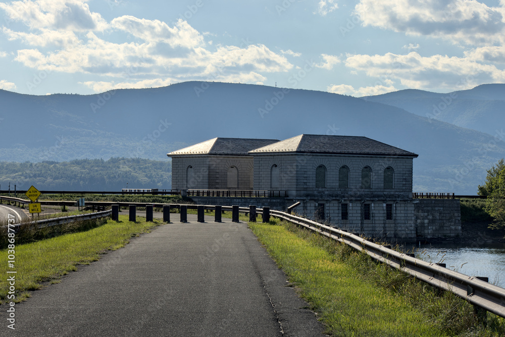 dividing weir building on bridge across ashokan reservoir hudson valley ...