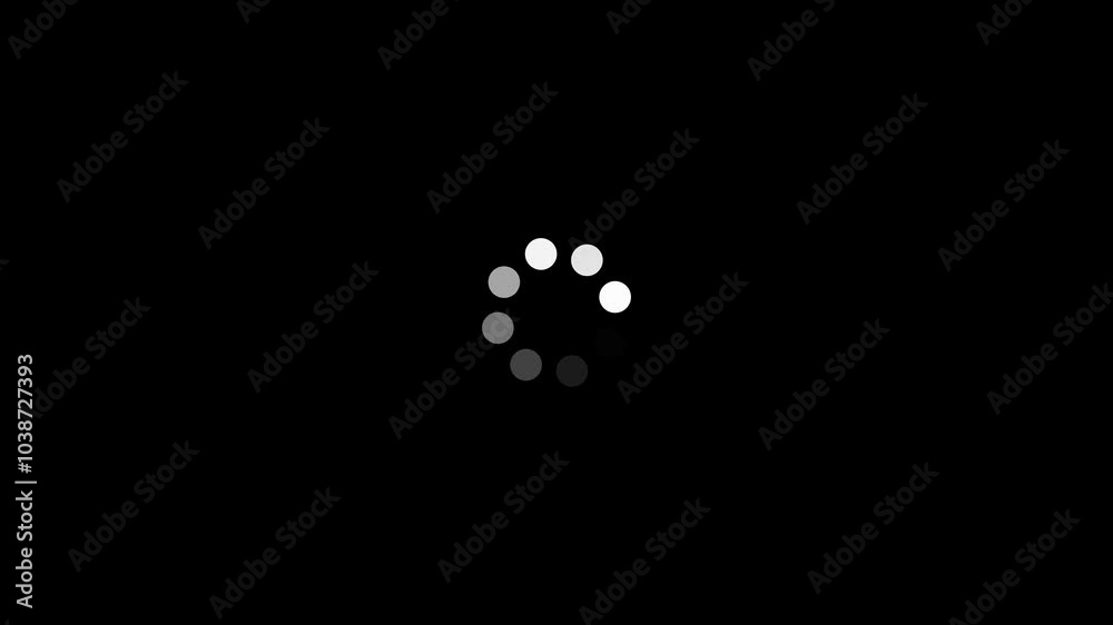 Loading circle animation on the black background. dots round loading ...