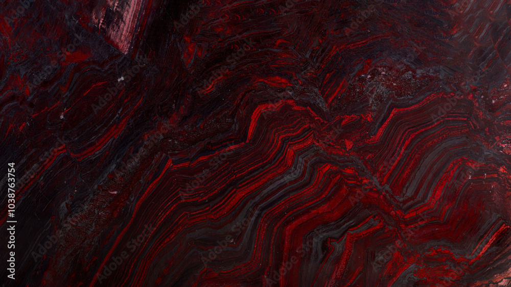 Dark red granite slab with intricate veining patterns, ideal for ...