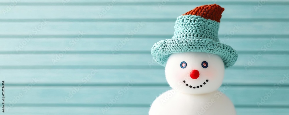 Snowman with button eyes and a twinkling red nose, adding holiday cheer ...