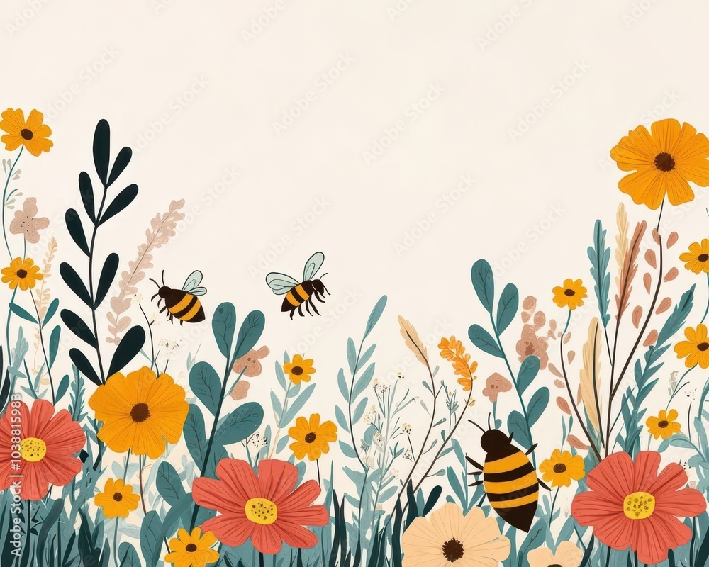 Organic bee farm layout with wildflower meadows, sustainable beekeeping ...