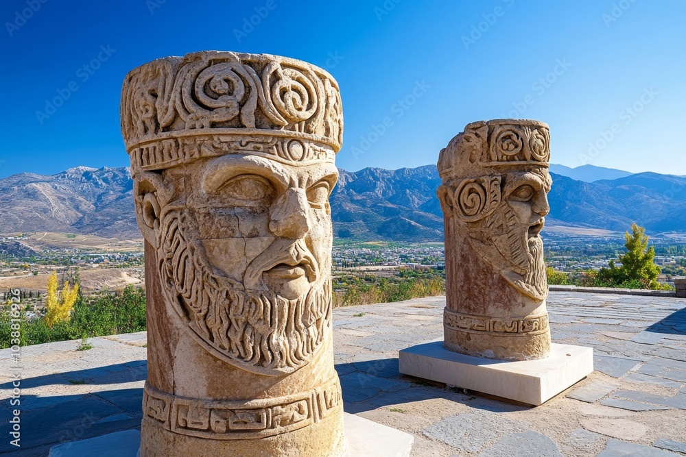 Temple of Artemis Orthia in ancient Sparta, with towering columns and ...