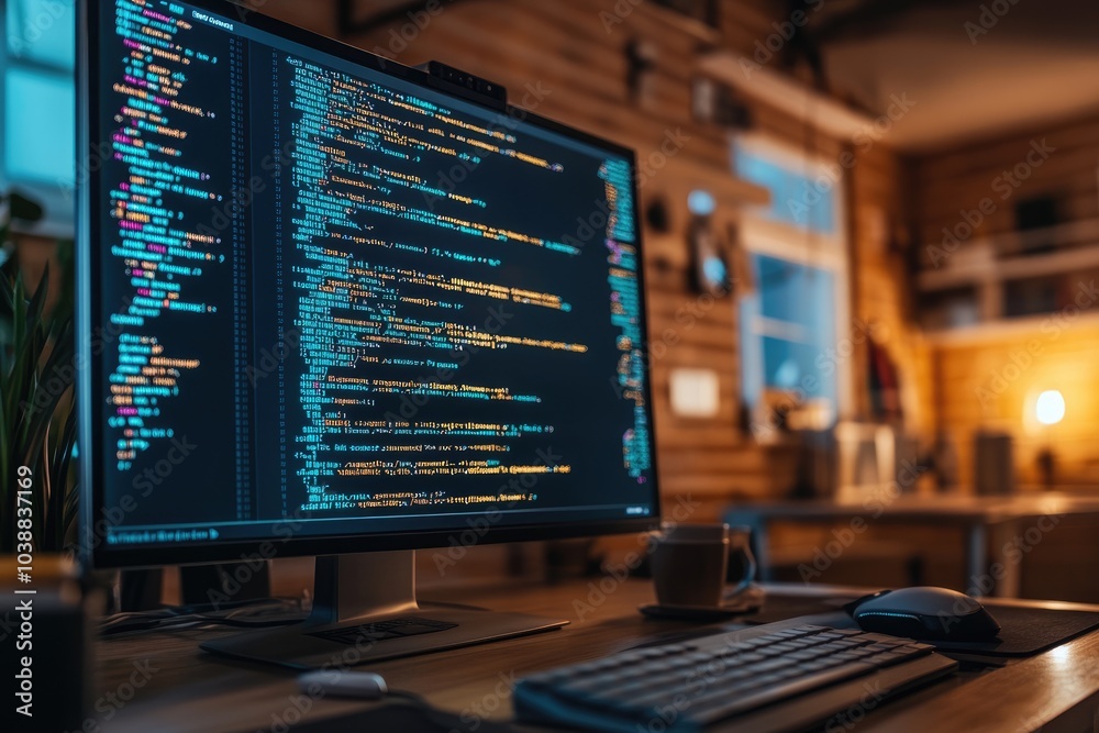 Digital matrix: creative wallpaper displaying lines of computer code ...