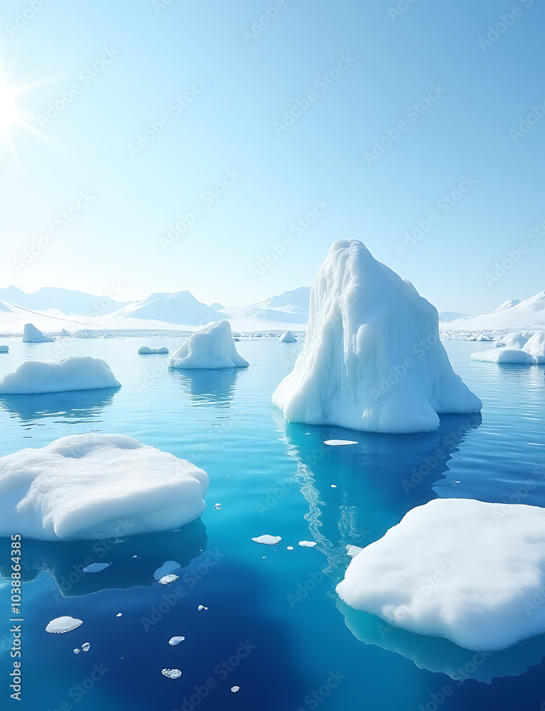 Icebergs float in icy Antarctic waters creating a beautiful frozen ...