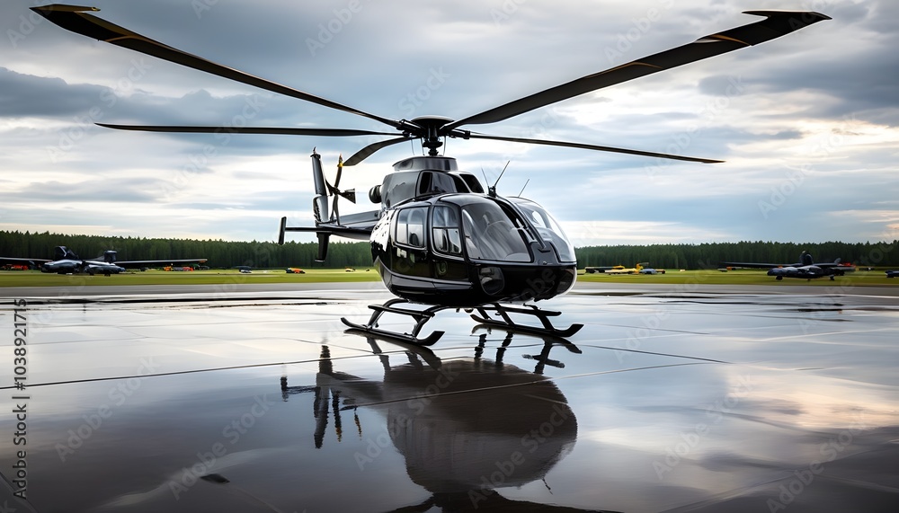 Foto de Modern helicopter landing on a rescue pad, showcasing advanced ...