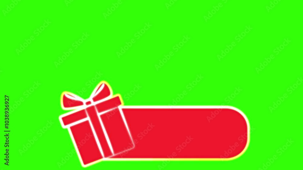 On a transparent and green background, a red gift wrap with a bow ...