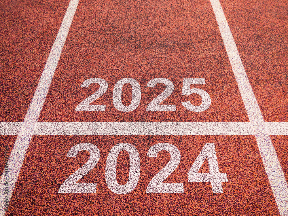 2025 number on road. New year approaching. End of 2024 season. Starting ...