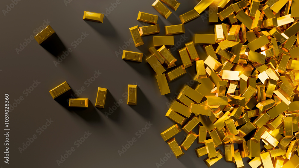 Gold bars on dark background. Bricks of pure gold. Pile of precious ...