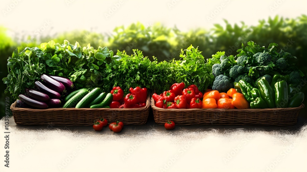 Fresh produce in eco-friendly, compostable packaging, earthy hues ...