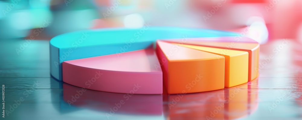 3D pie chart in pastel colors, representing data visualization ...