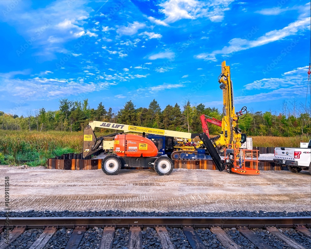 Go transit Barrie line railway construction site at King City go ...