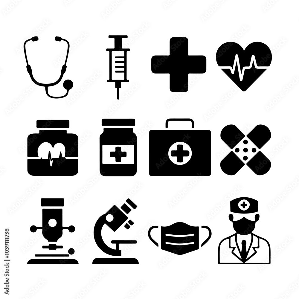 Medical Icons Pack Healthcare Symbols Stock Vector | Adobe Stock