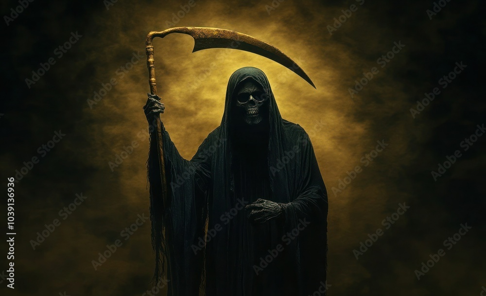 Grim Reaper's Menace: Dark and Mysterious Horror Movie Poster Featuring ...