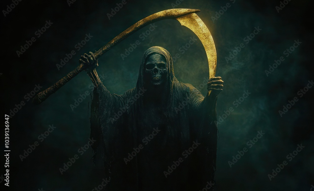 Grim Reaper's Menace: Dark and Mysterious Horror Movie Poster Featuring ...