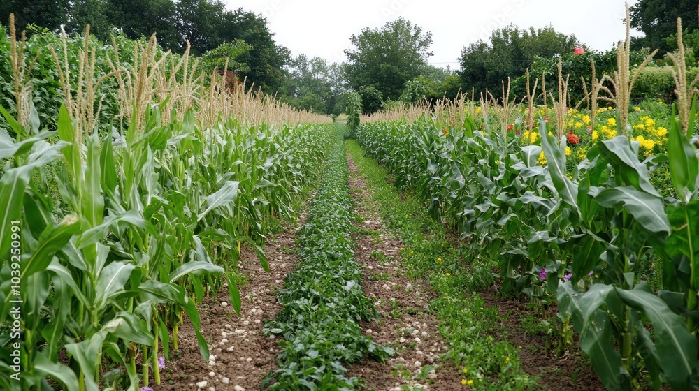 An agroecological farm demonstrating intercropping techniques, where ...