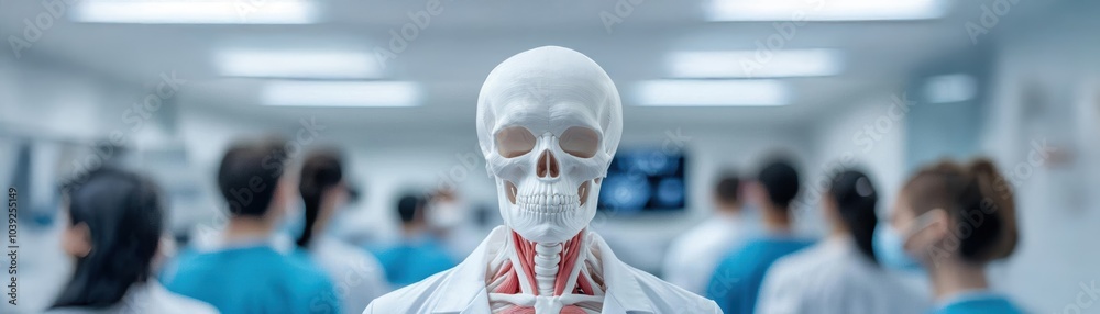 Doctor teaching medical students using 3D-printed anatomical models ...