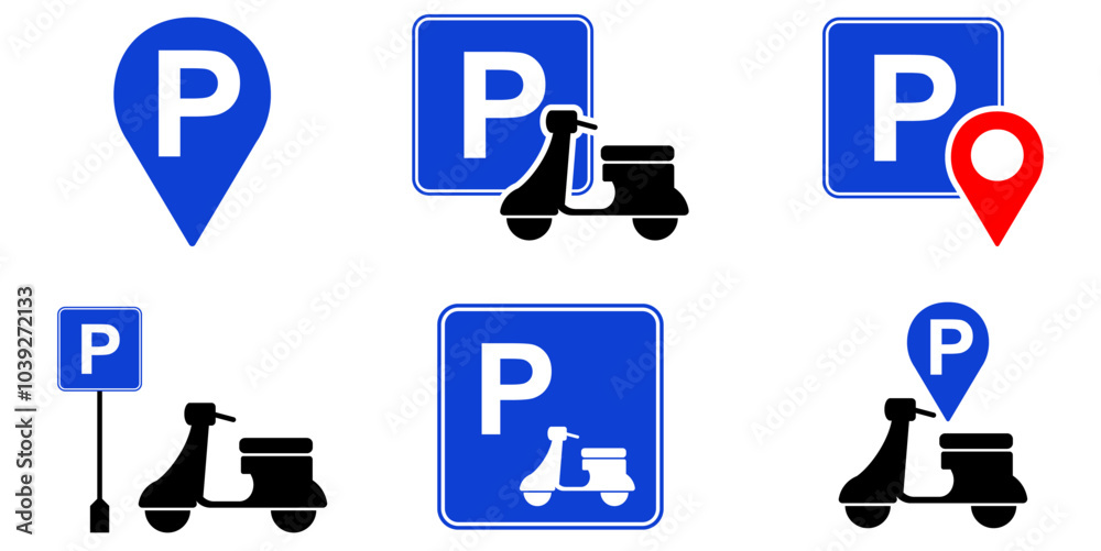 editable motorbike parking area location, parking place direction ...