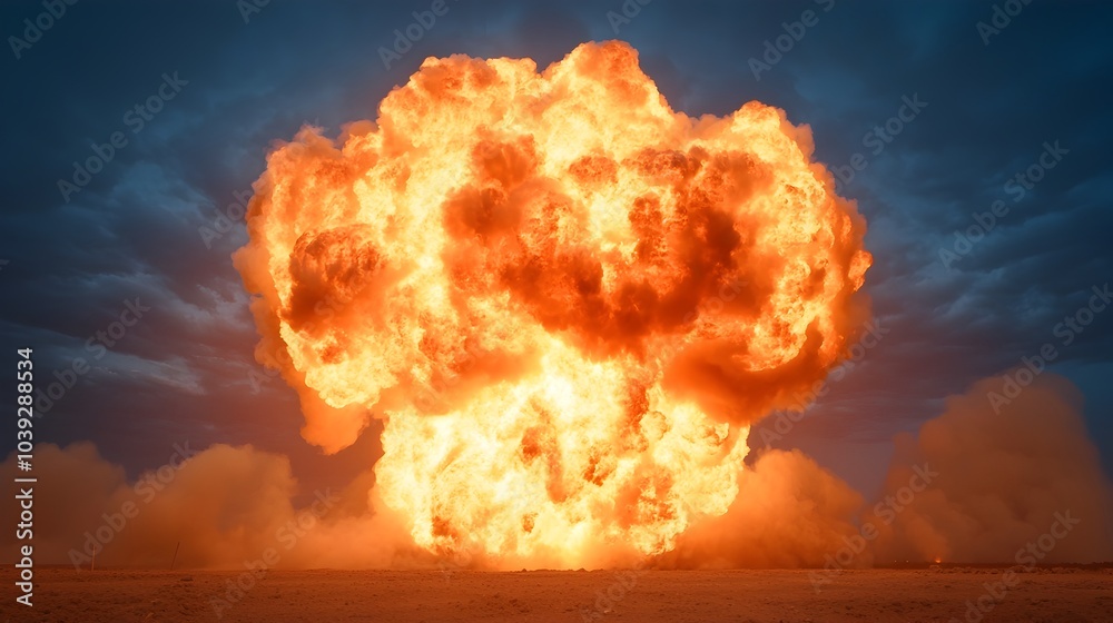 A sudden and dramatic fiery explosion erupting from an industrial gas ...