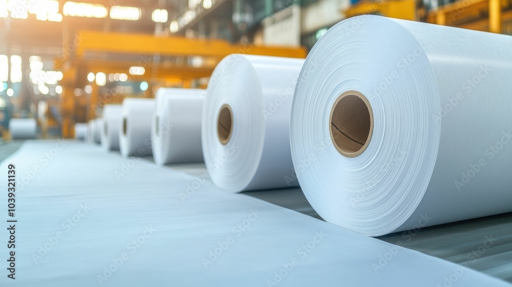 Large rolls of paper being produced in a paper mill showcasing the ...