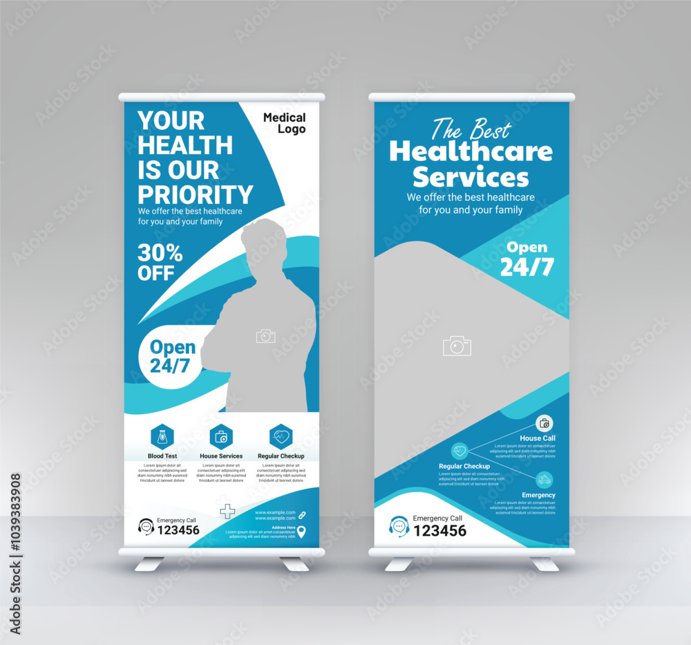 professional stand roll up medical healthcare signage pullup doctor ...