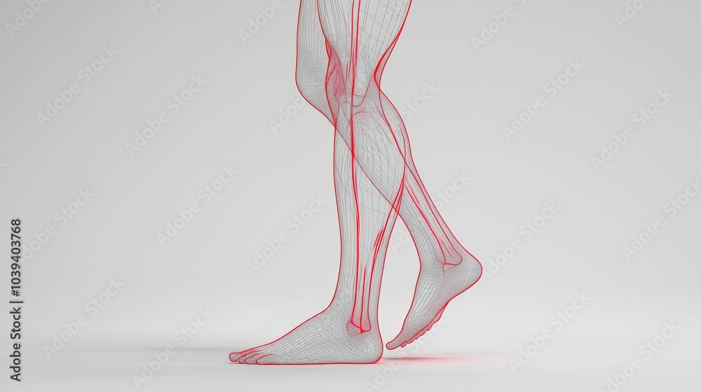 2408 40.A minimalistic outline of a leg with the shin marked in red ...