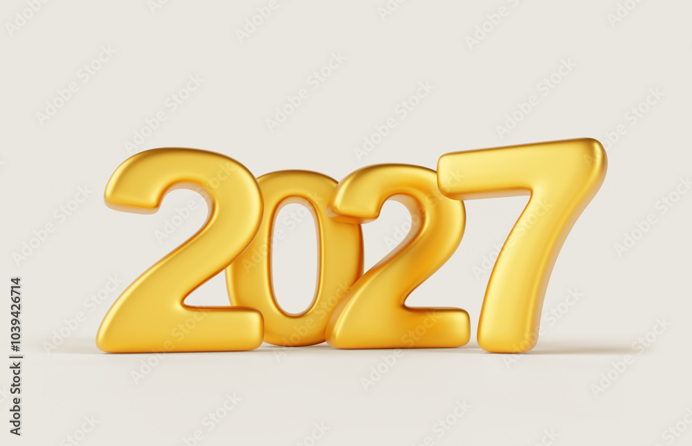 2027 golden number on white background for Happy New Year and Christmas ...