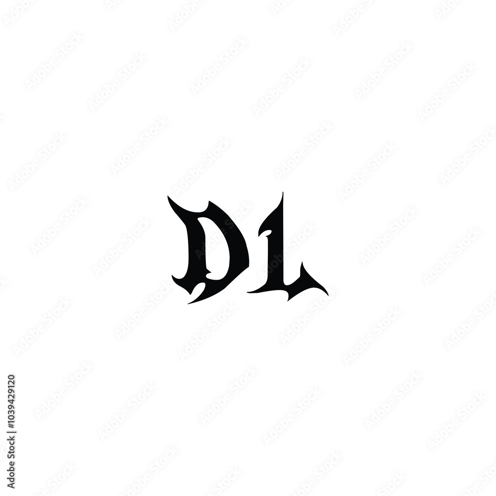 DL monogram logo design letter text name symbol monochrome logotype ...