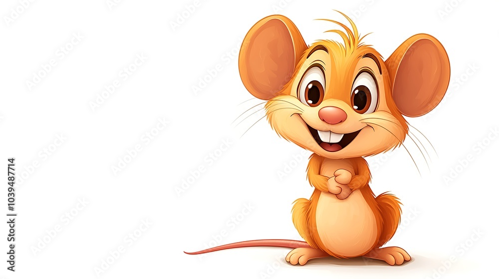 Smiling Mouse Cartoon Character: A friendly and cheerful cartoon mouse ...