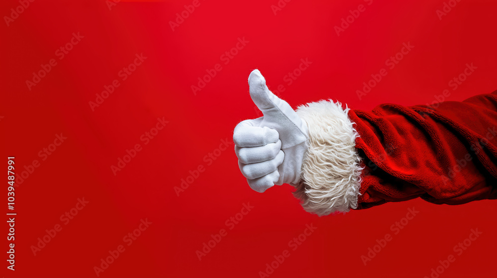 Foto de main de père Noël qui fait un signe de pouce en l'air - fond ...
