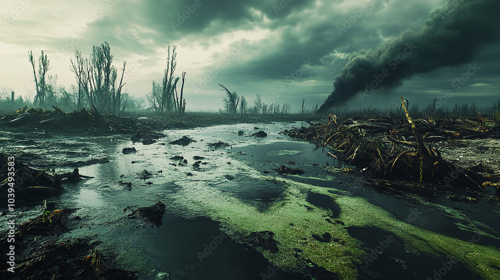 Toxic River Water Pollution Impact on Nature Stock Photo | Adobe Stock