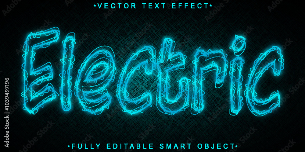 Blue Electric Shock Vector Fully Editable Smart Object Text Effect ...