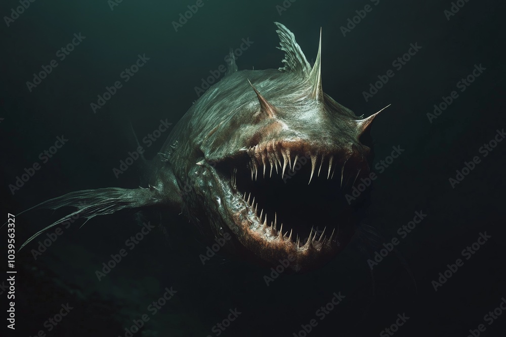 A terrifying underwater creature is shown with razor-sharp teeth and ...