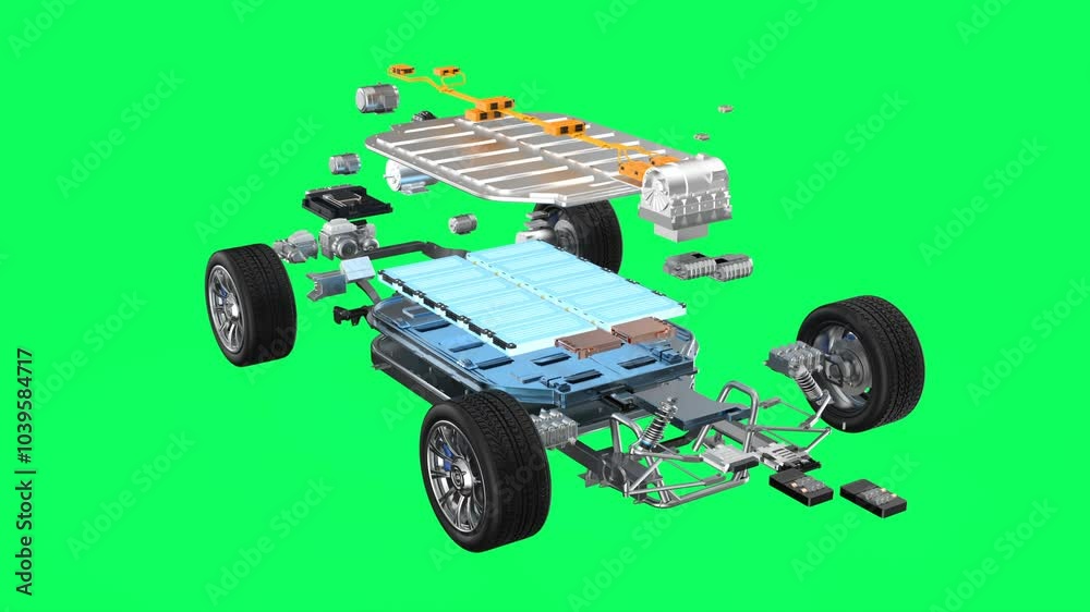 Exploded view of electric vehicle battery or pack of lithium-ion pouch ...